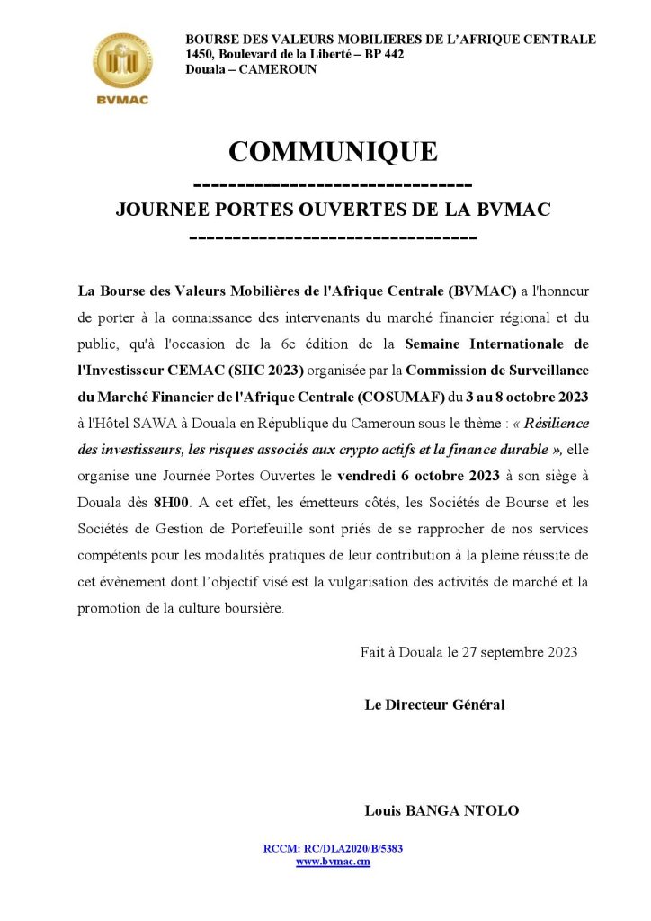 Communiqué BVMAC- Journée Portes Ouvertes - BVMAC: Bourse des Valeurs ...